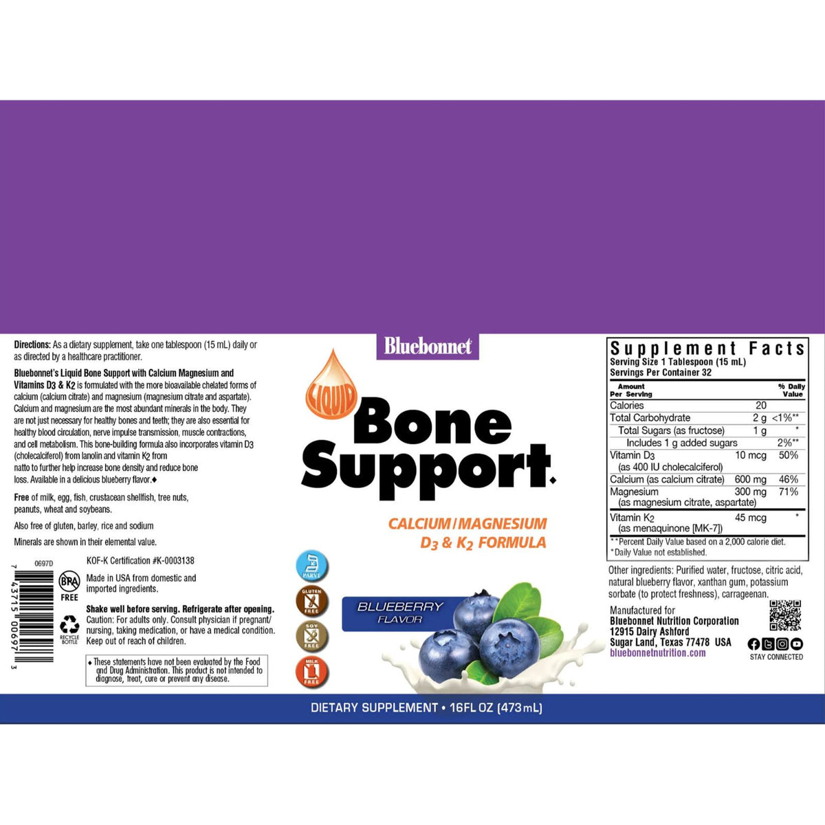 Bluebonnet Liquid Bone Support Blueberry – NutritionCentral.com